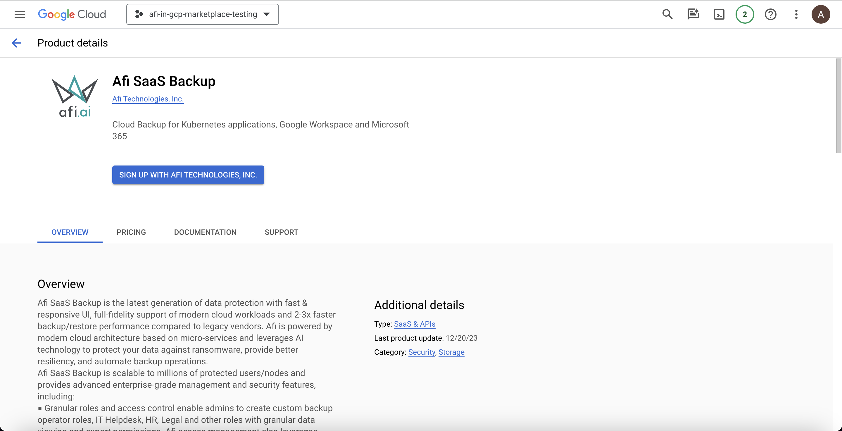 How to install Afi Backup from the Google Cloud Marketplace? – Afi Backup